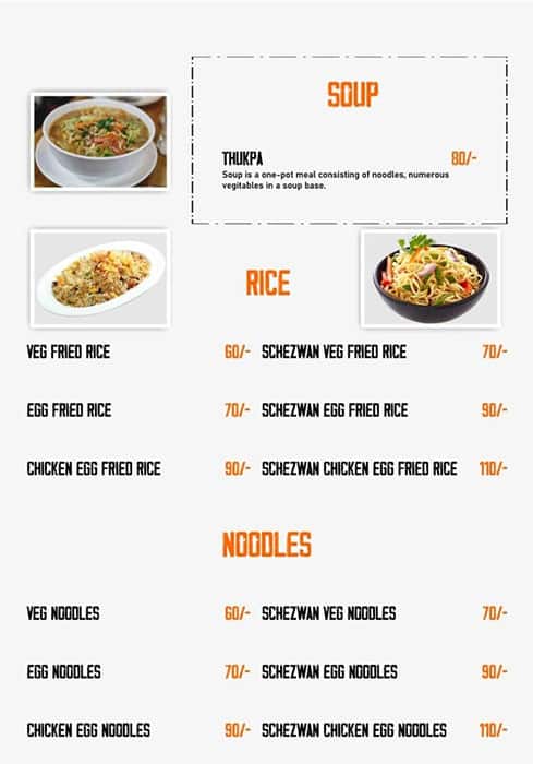 Menu of 99 China Town, Yelahanka, Bangalore