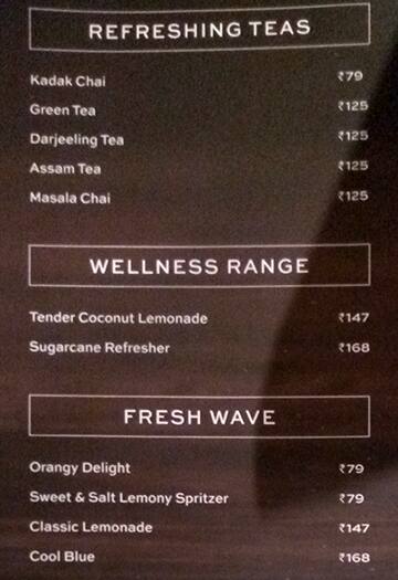 Menu at Cafe Coffee Day, Bengaluru, No.1250