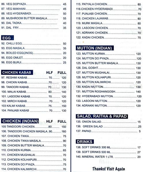 Menu at Abdullah Darbar Family Restaurant, Bengaluru, st Floor 50'th ...