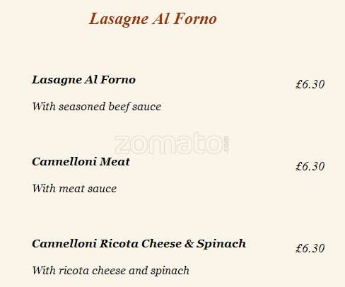 Menu at Villa Rosa Restaurant, London, 9 Craven Rd