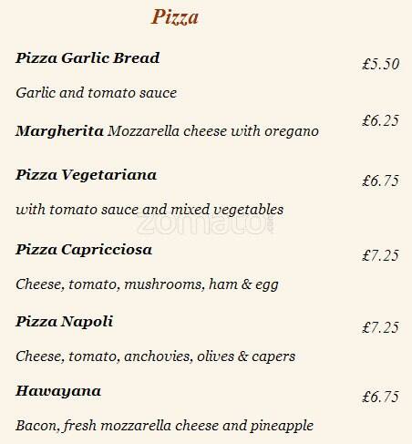 Menu at Villa Rosa Restaurant, London, 9 Craven Rd