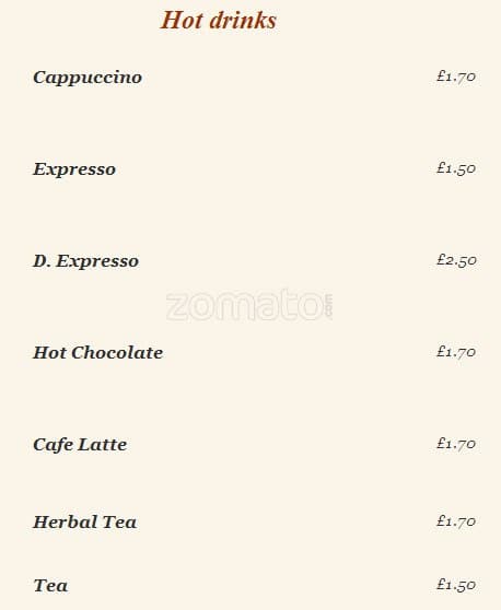 Menu at Villa Rosa Restaurant, London, 9 Craven Rd