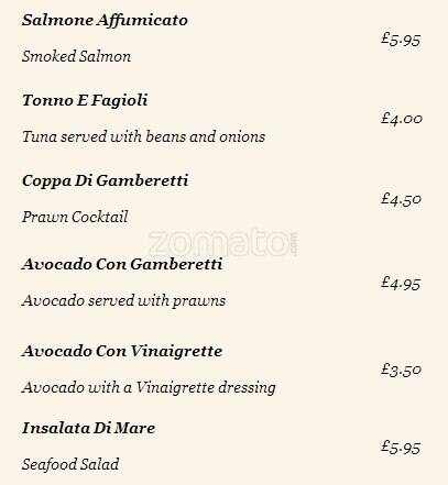 Menu at Villa Rosa Restaurant, London, 9 Craven Rd