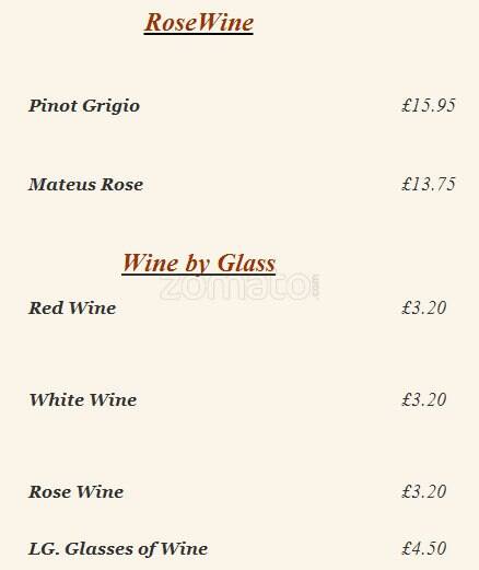 Menu at Villa Rosa Restaurant, London, 9 Craven Rd