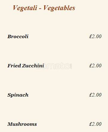 Menu at Villa Rosa Restaurant, London, 9 Craven Rd