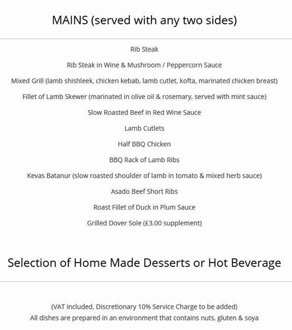 Menu at Aviv Restaurant, Edgware