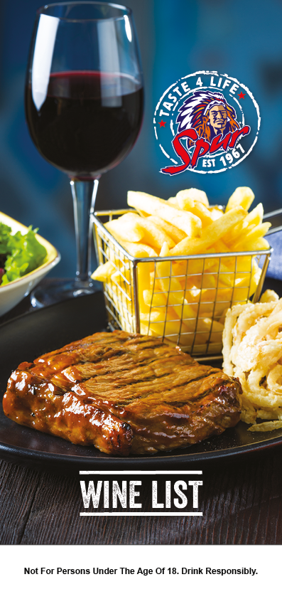 Menu at Golden River Spur steakhouse, Cape Town