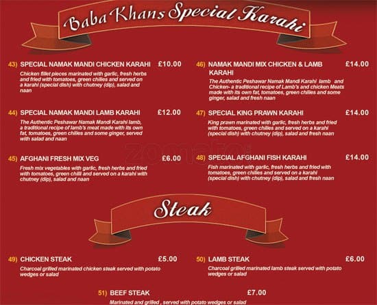 Menu at Namak Mandi Authentic Taste of KPK restaurant, Birmingham