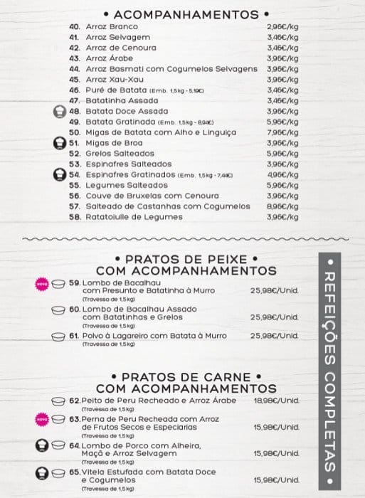 Menu at Pingo Doce restaurant, Lisbon, 1_ Dezembre