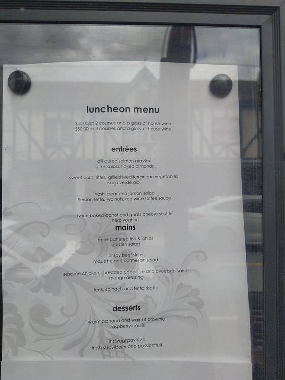 Menu at Quaff Restaurant & Private Function Rooms, Toorak