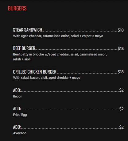 Menu at The Charles Hotel pub & bar, North Perth, 509 Charles St