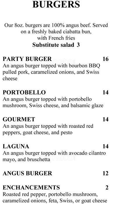 Menu at Sunnyside Pavilion Cafe, Toronto