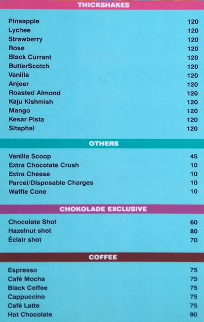 Menu at Cafe Chokolade, Indore, Shop6