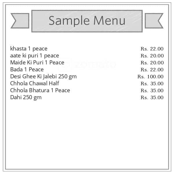 Menu of Shri Durga Khasta Corner, Aminabad, Lucknow