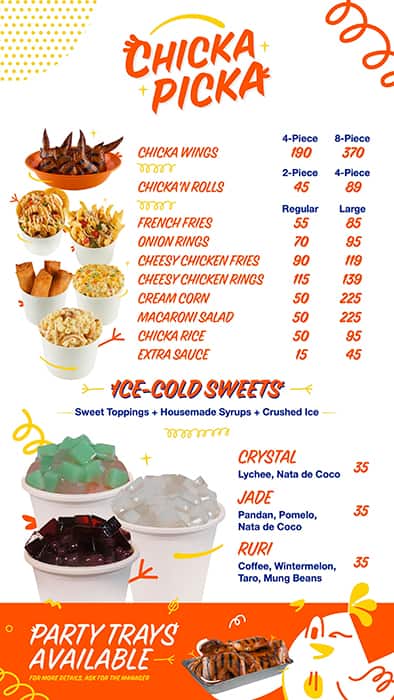 Menu at Chicka Chicka fast food, Quezon City