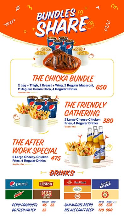 Menu at Chicka Chicka fast food, Quezon City