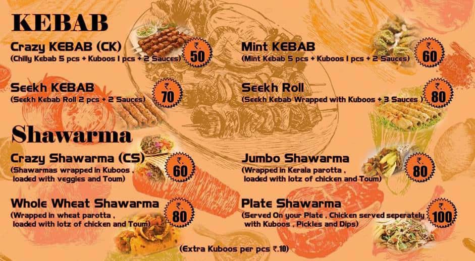 Crazy Kebabz Menu, Menu for Crazy Kebabz, Kalapatti, Coimbatore - Zomato