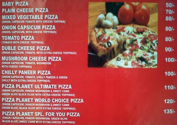 Menu at Pizza Planet, New Delhi, 2/106
