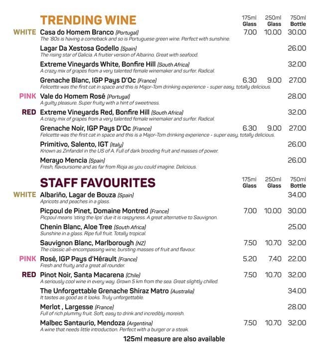 Menu at The Jam Tree pub & bar, London, 13-19 Clapham OId Town
