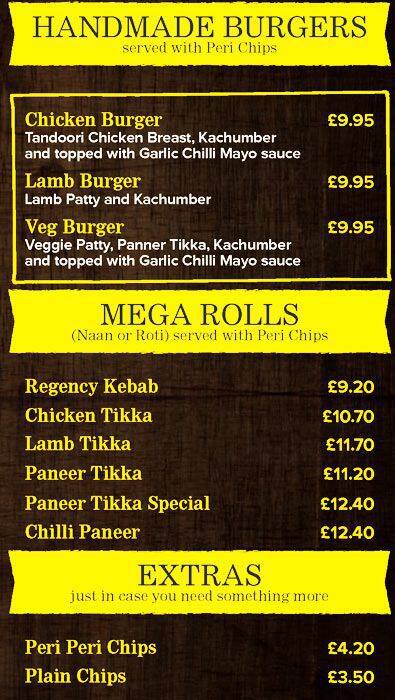 The Regency Club Menu, Menu for The Regency Club, Queensbury, London ...