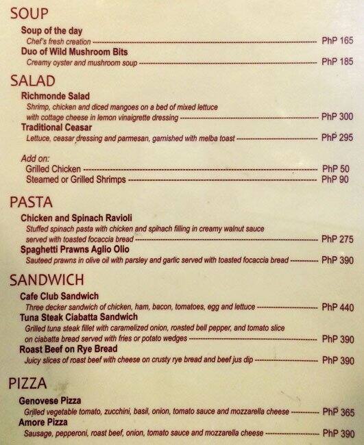 Lobby Cafe - Richmonde Hotel Ortigas Menu - Zomato Philippines