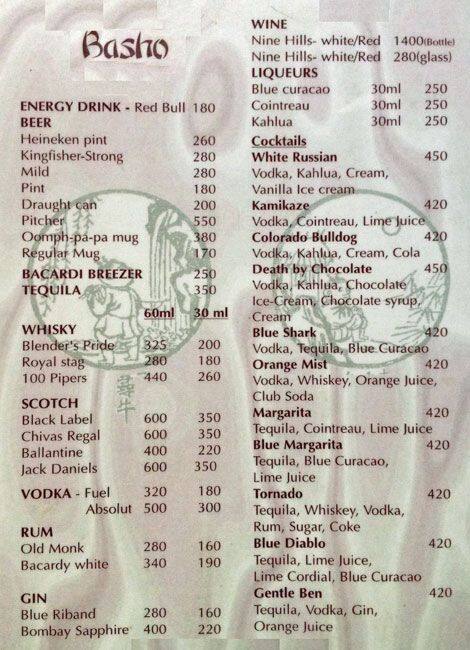 Basho's Menu, Menu for Basho's, Mundhwa, Pune - Zomato