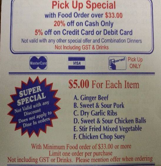 Menu at Ginger Garden restaurant, Calgary, Rundlehorn Dr NE #6