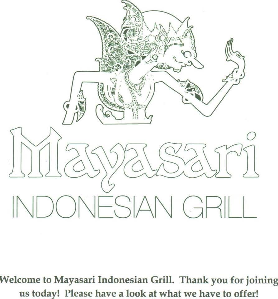 Menu at Mayasari Indonesian Grill restaurant, Greensburg