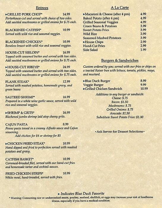 Menu at Blue Duck Kitchen & Bar, Livingston