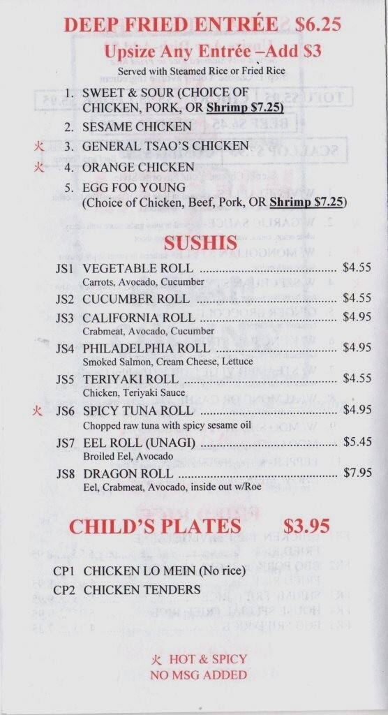 Menu at Lite Pan restaurant, Burkburnett