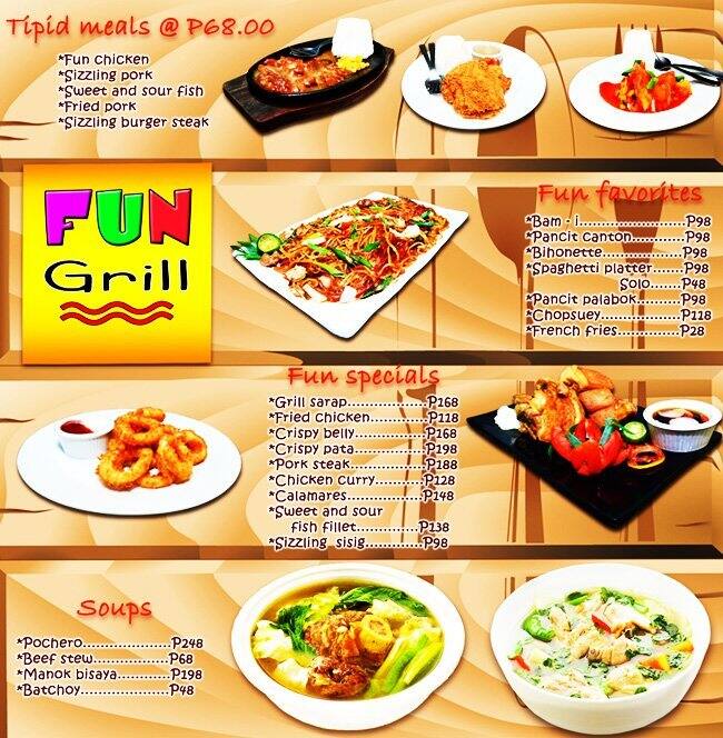 Menu at Fun Grill restaurant, Carcar City