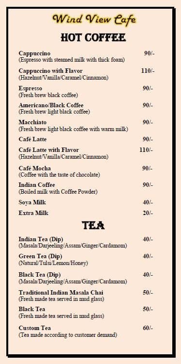 Wind View Cafe Menu, Menu for Wind View Cafe, Pink City, Jaipur - Zomato