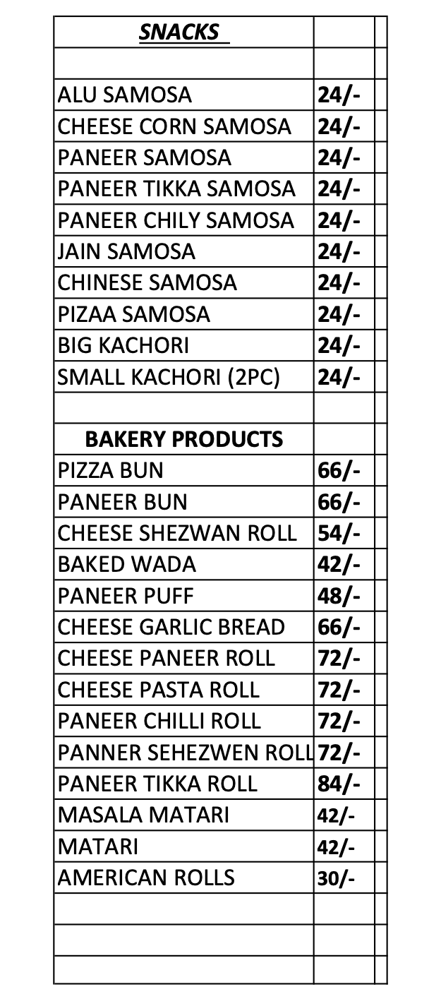 Menu of A1 Samosa, Veera Desai Area, Mumbai