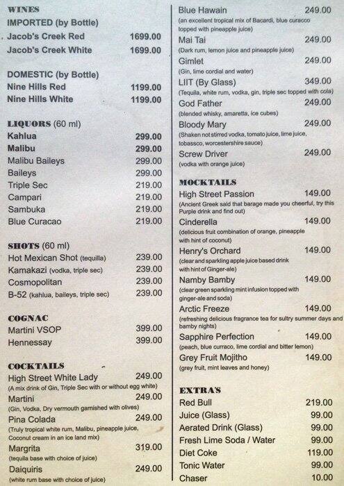 Menu at High Street Kitchen & Bar, New Delhi, 32