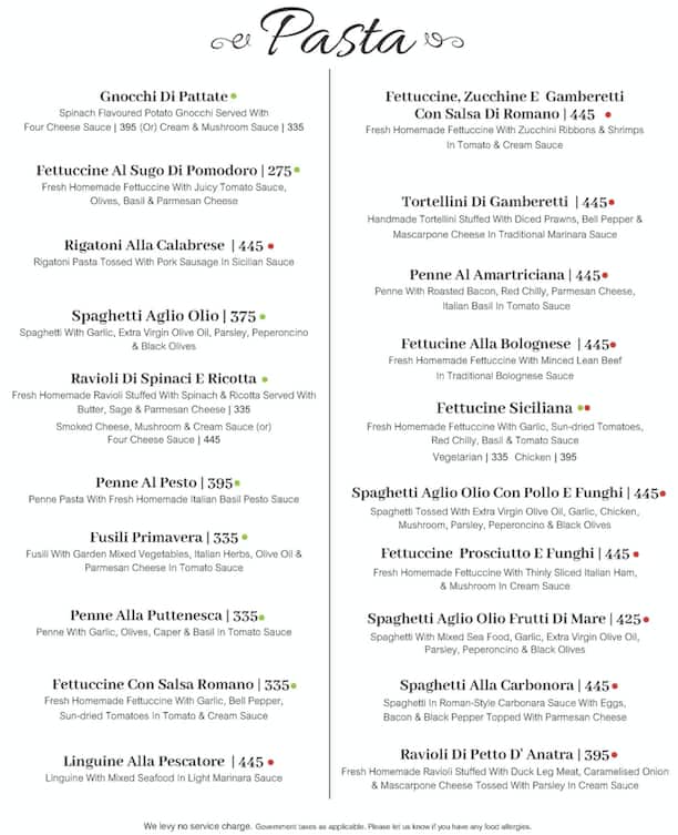 Chianti Menu, Menu for Chianti, Indiranagar, Bangalore - Zomato