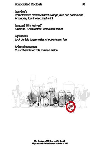 Menu at Mezzanine, Istanbul