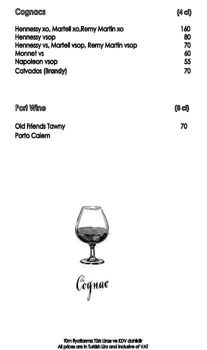 Menu at Mezzanine, Istanbul