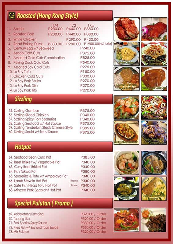 Menu at Mei Sum Teahouse restaurant, Manila