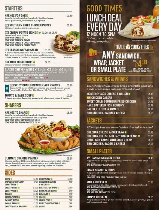 Menu at Manchester Marriott Hotel Piccadilly restaurant, Manchester