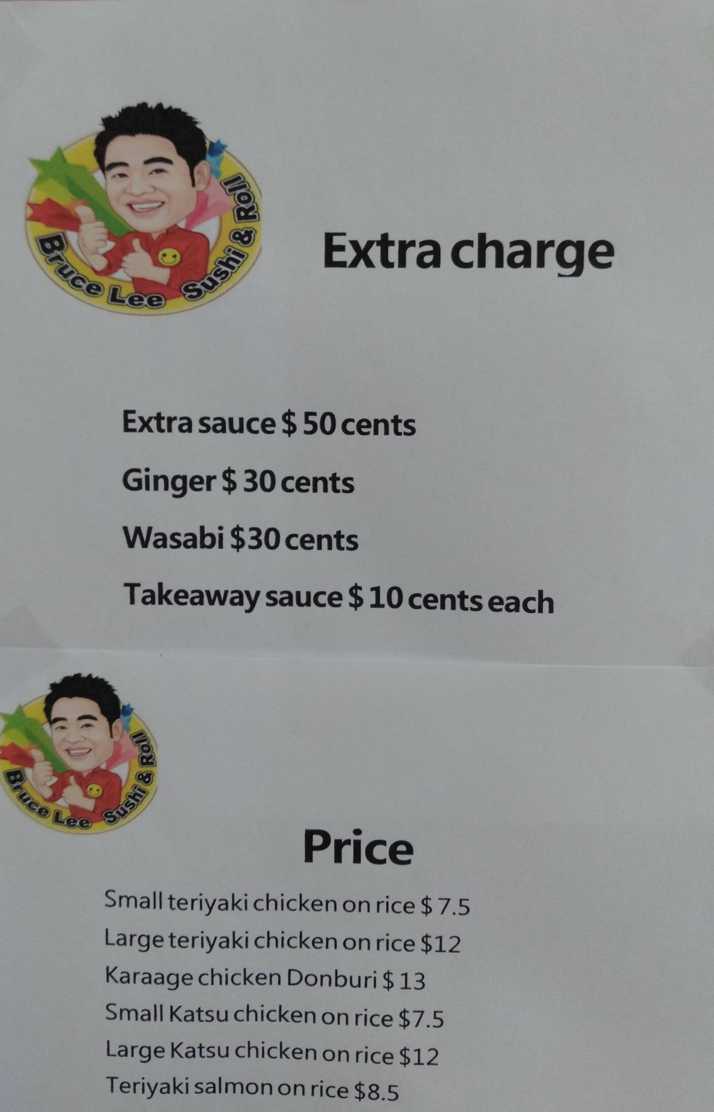 Menu at Bruce Lee Sushi & Roll, Auckland, Shop 3