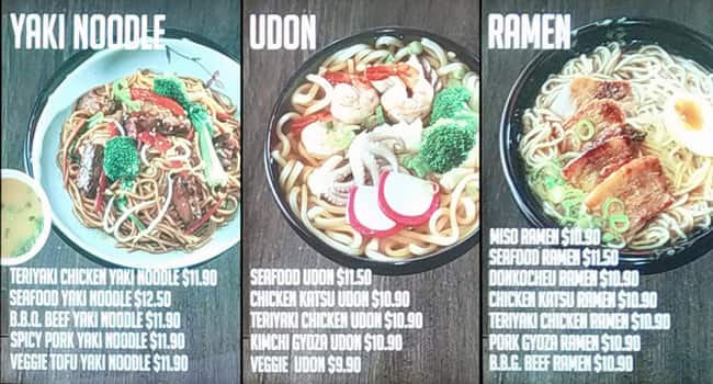 Menu at Ken's Bento restaurant, Hurstville