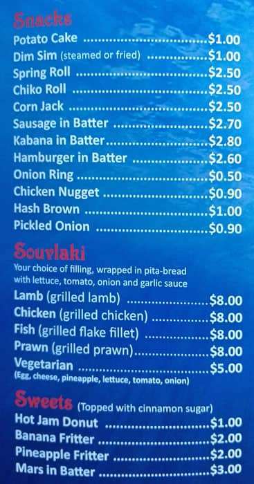Menu at Redfin Fish & Chips fast food, Craigieburn