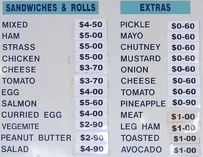 Menu at Sargent's Cakes restaurant, Reservoir