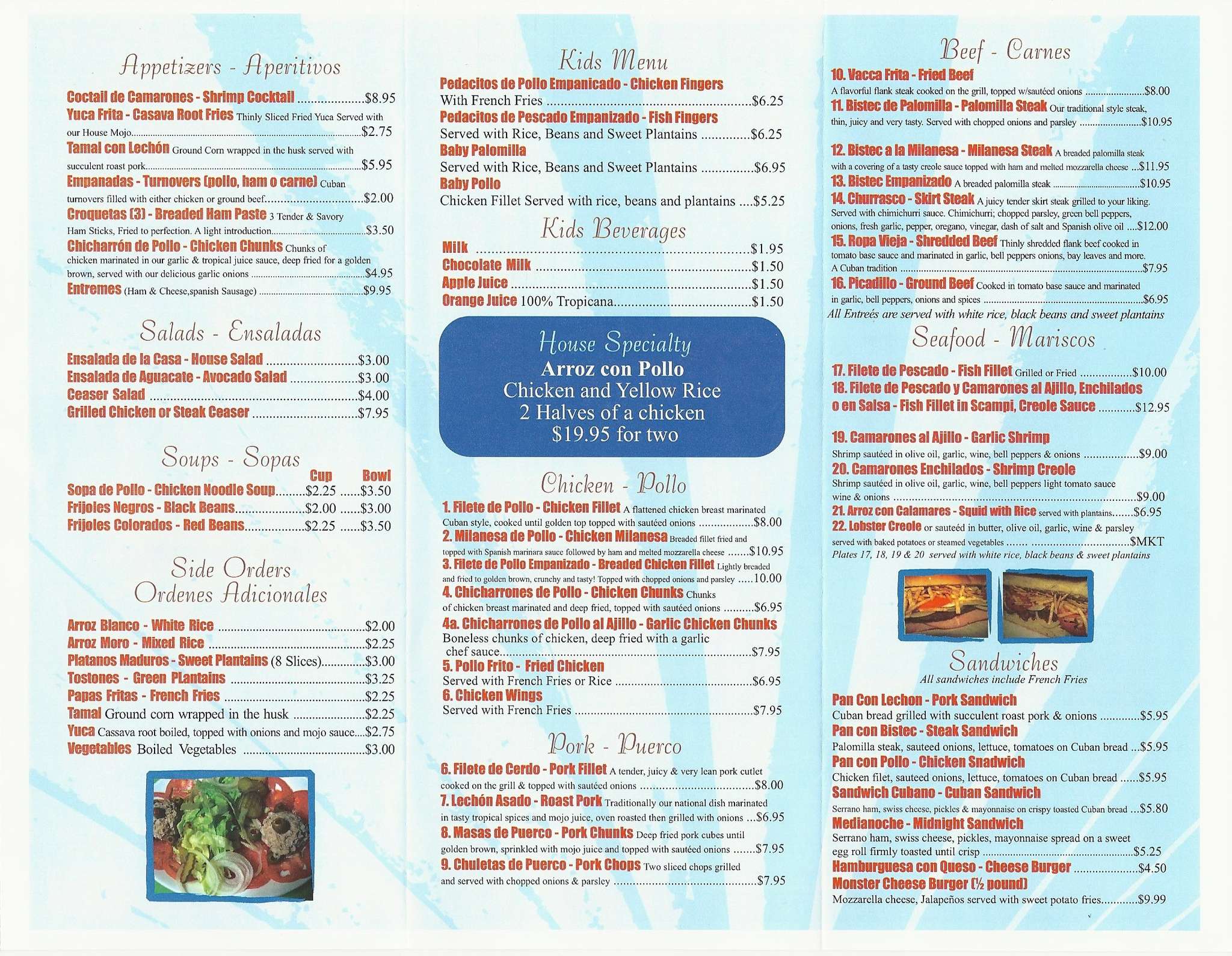 Menu at Pedritos Cafe, Southwest Ranches