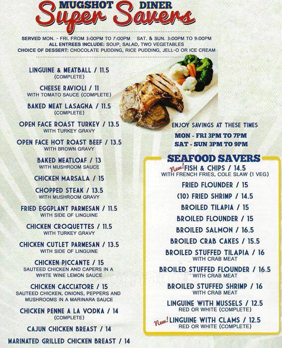 Menu at Mugshot Diner restaurant, Philadelphia