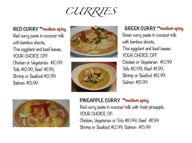 Menu au Bolton Thai Cuisine restaurant, Caledon