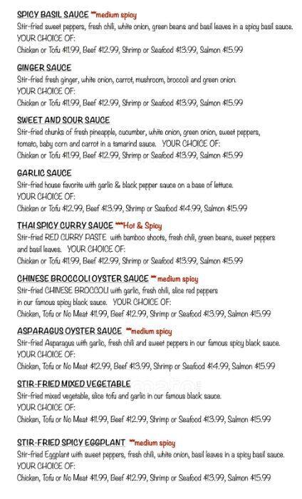 Menu at Bolton Thai Cuisine restaurant, Caledon