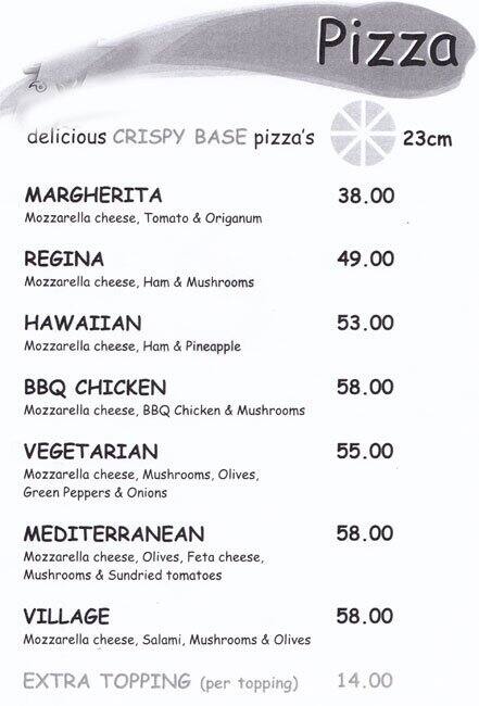 Menu at Coffee Buzz cafe, Pretoria