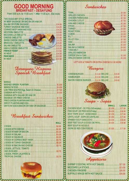 Menu at Bridge Coffee Shop cafe, New York City