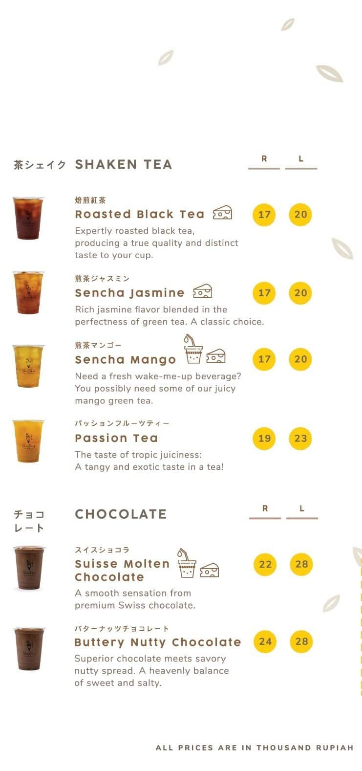 Menu at ShuShu desserts, West Jakarta, Letjen S Parman Kav. 28